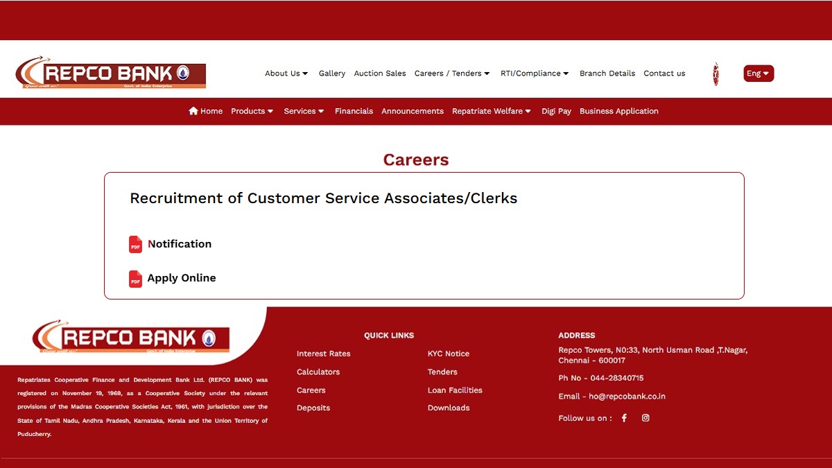 Repco Bank Recruitment 2025 Customer Service